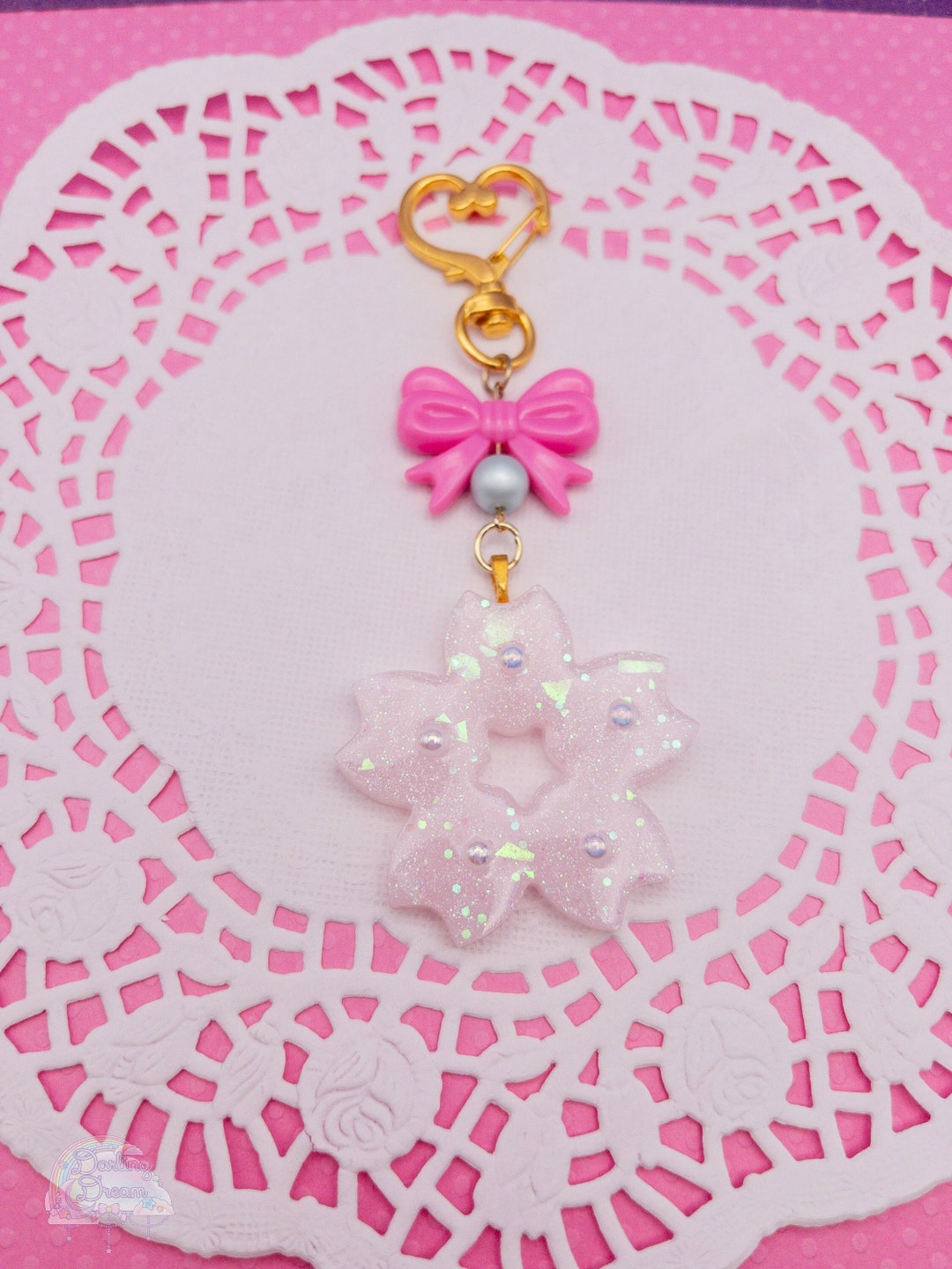 Cherry Blossom Sakura Keychain Kawaii Resin Accessory - Etsy