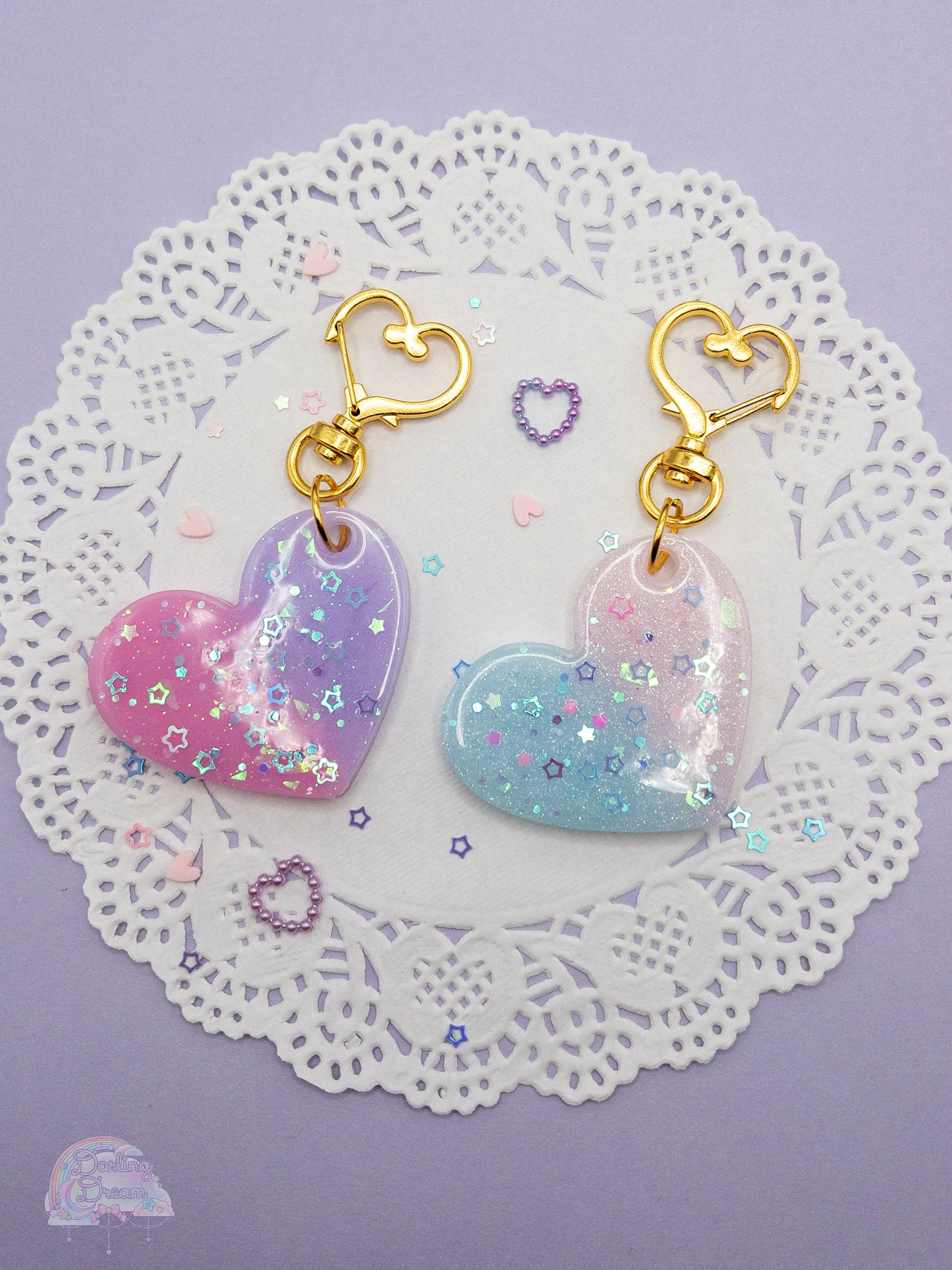 Sparkle Heart Ombré Keychains Kawaii Resin Accessory - Etsy