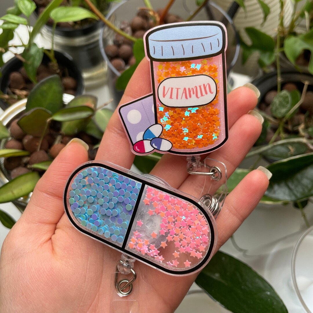 Vitamins & Pills Badge Reel for Doctors, Nurses, Premeds, Pharmacist ...