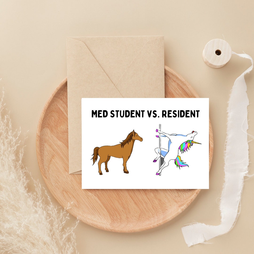 Med Student Vs. Resident Funny Meme Card - Medical School Grad Gift ...