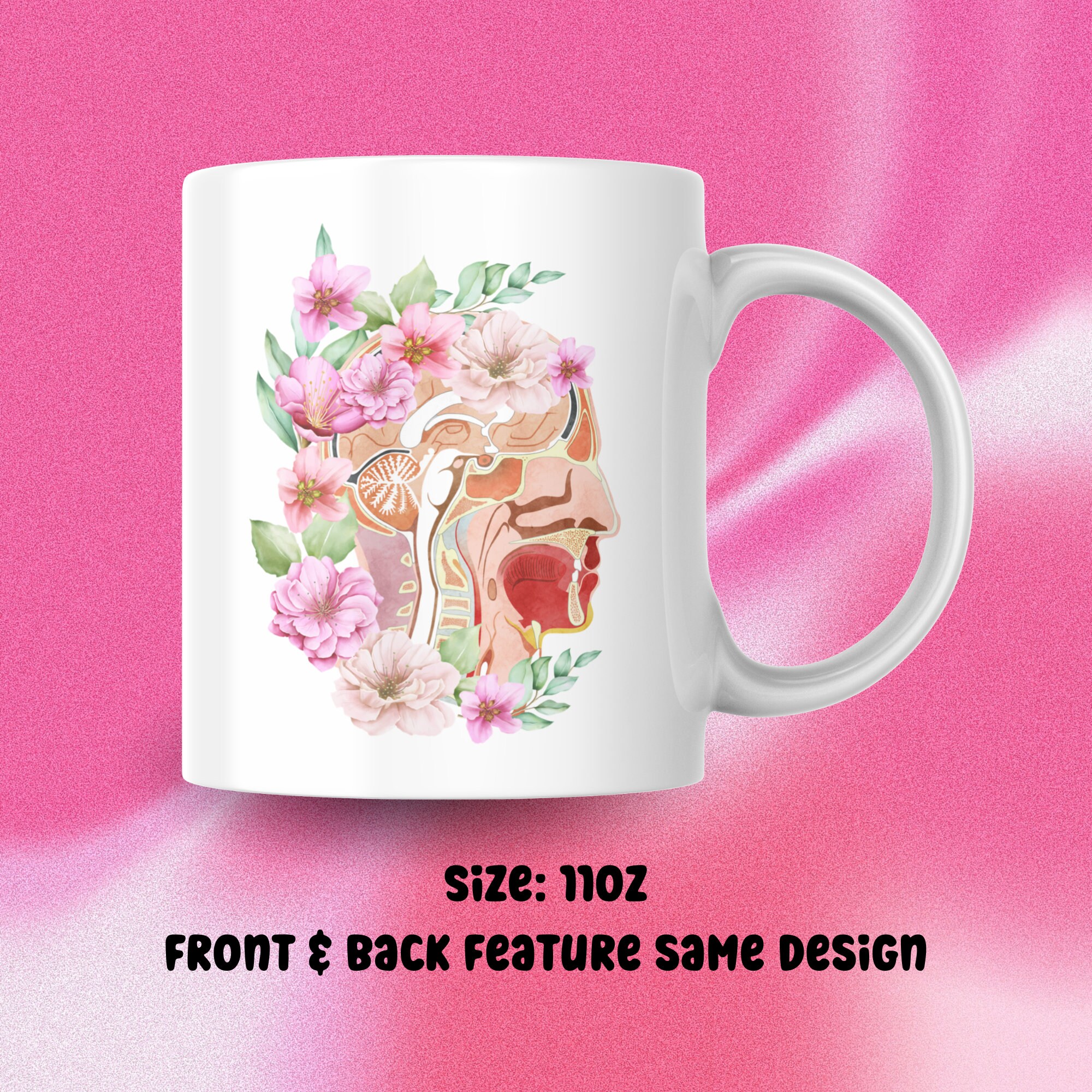 Face Axial View Anatomy Artwork Mug for ENT Doctor, Ear Nose Throat ...