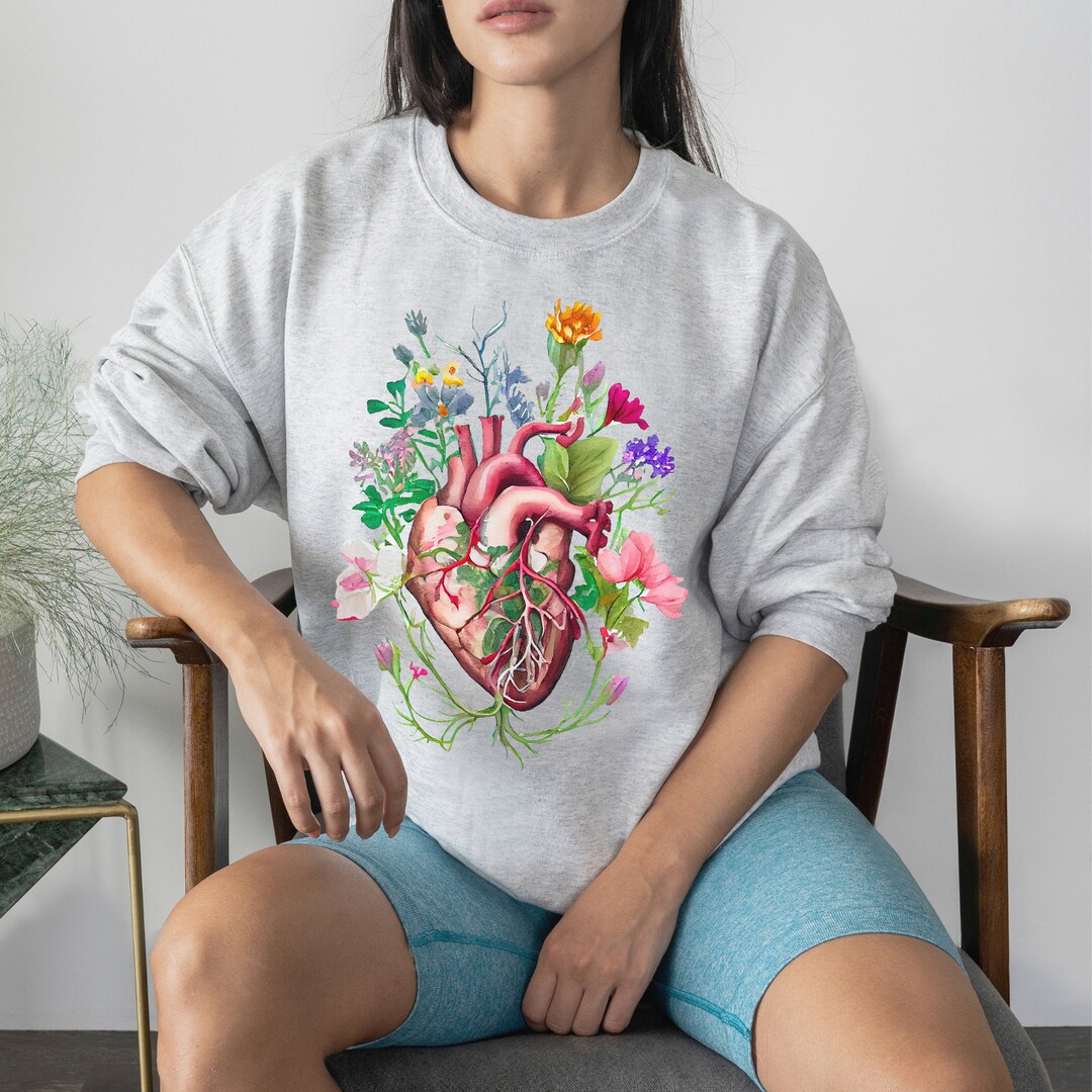 Floral Heart Anatomy Sweatshirt - Heart Sweatshirt for Doctor ...