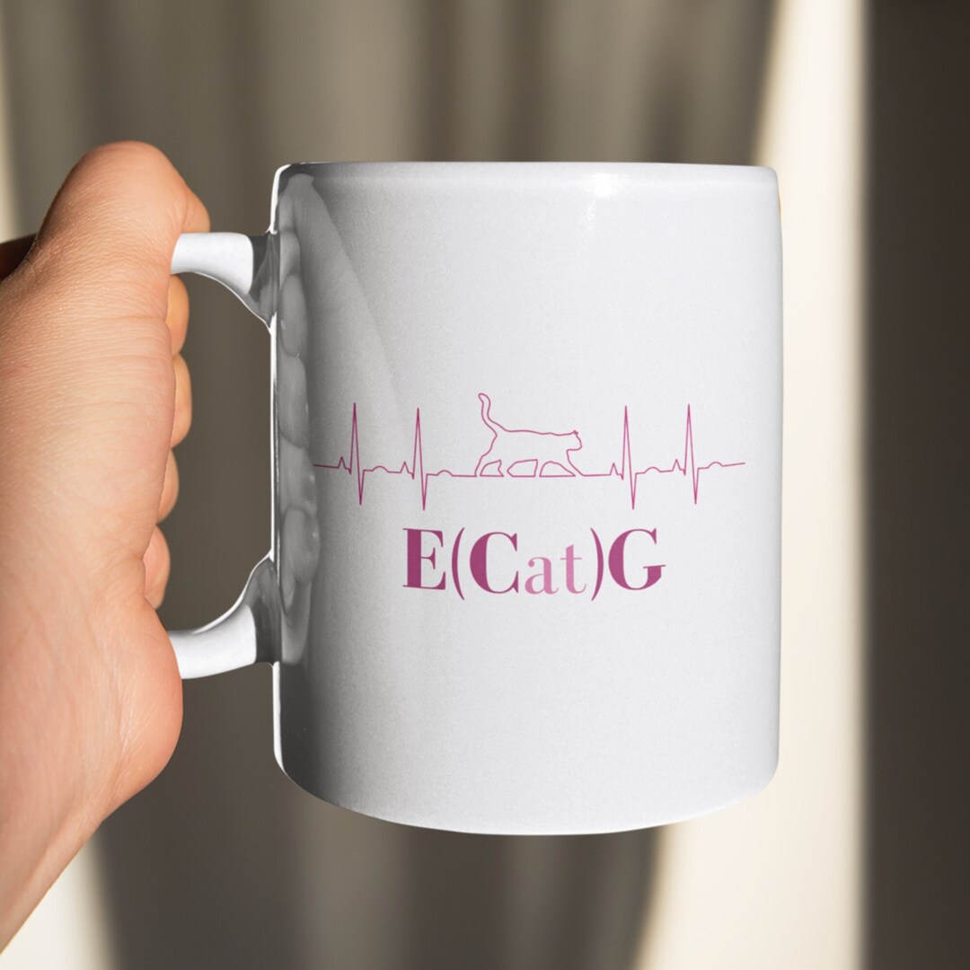 Cat ECG EKG Mug - Funny Coffee Mug, Mom Gift, Humor Mug for Women ...