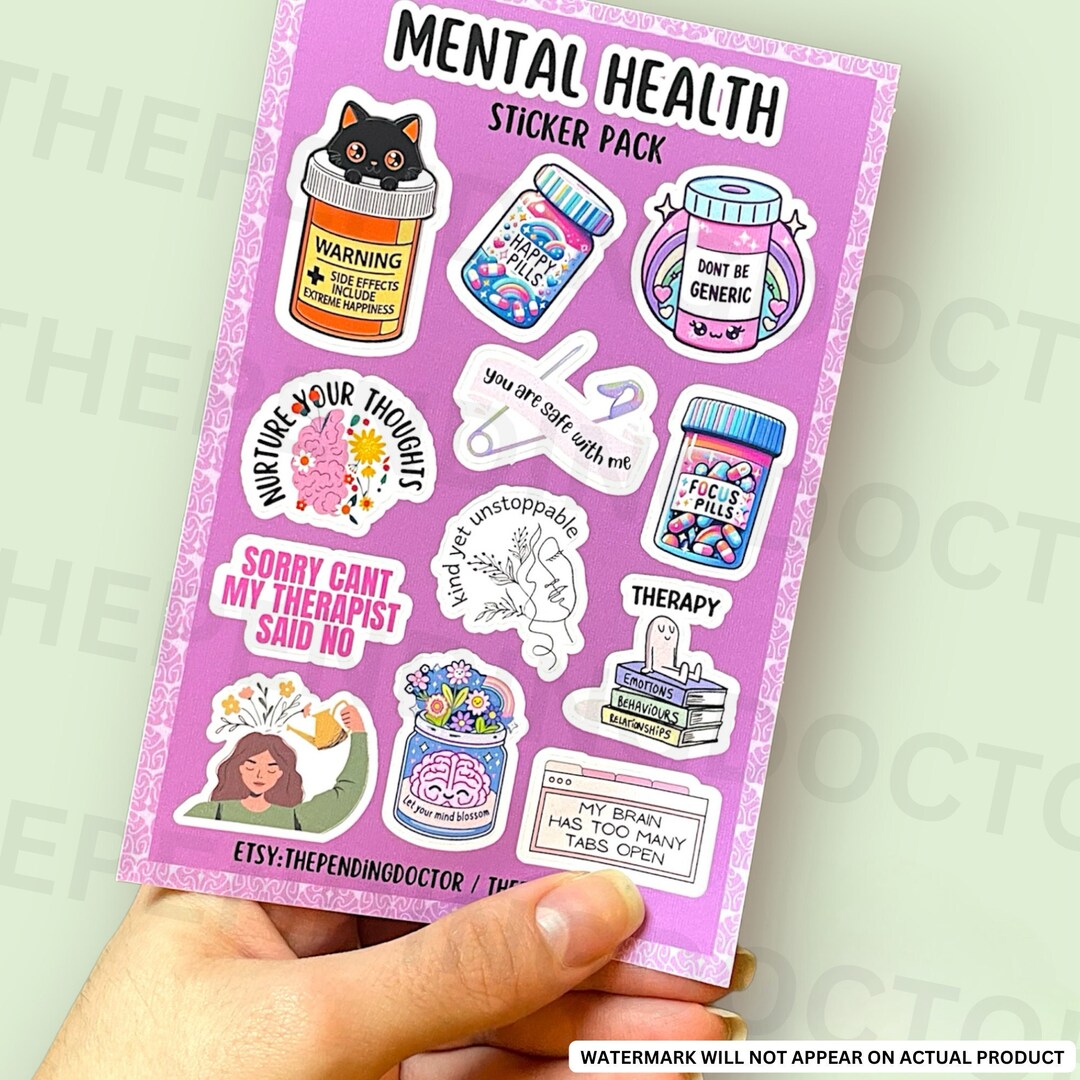 Mental Heath Sticker Set Bundle - Sticker Pack for Mental Health ...