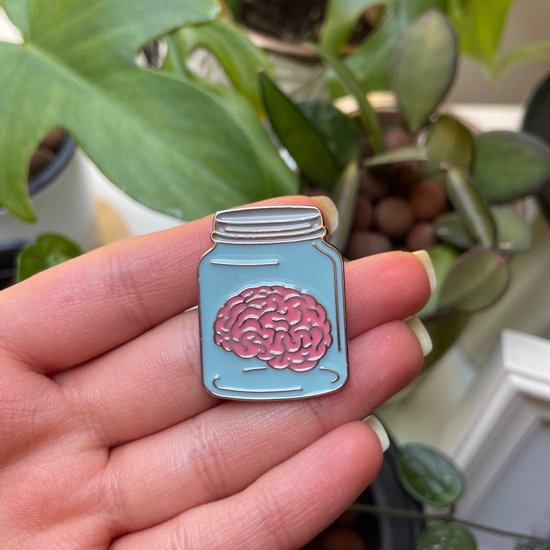 Brain in Jar Neurology Anatomical Brain Enamel Pin Medical Badge for ...