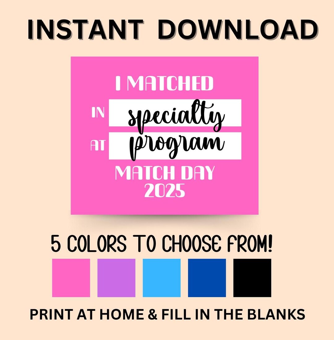 2025 Residency Match Day Printable Poster- Instant Download - Match ...