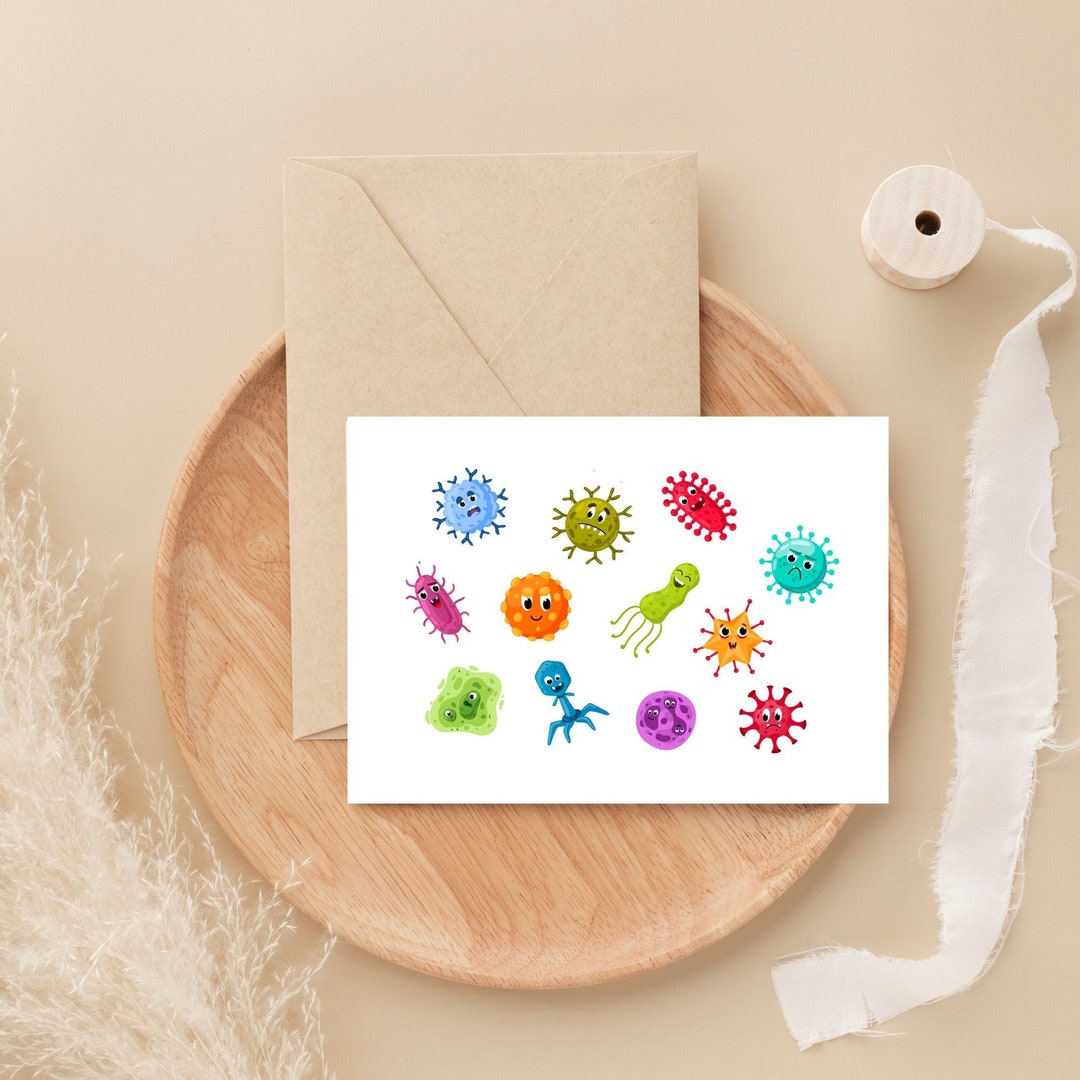 Microbes Various Bacteria Virus Card for Microbiologists - Biology ...
