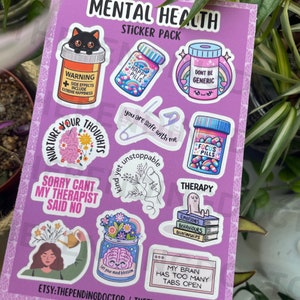 Mental Heath Sticker Set Bundle - Sticker Pack for Mental Health ...
