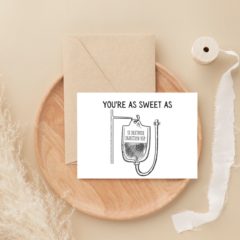 Funny IV Dextrose Greeting Card - Funny Pharmacy Medical Pun Card Gift ...
