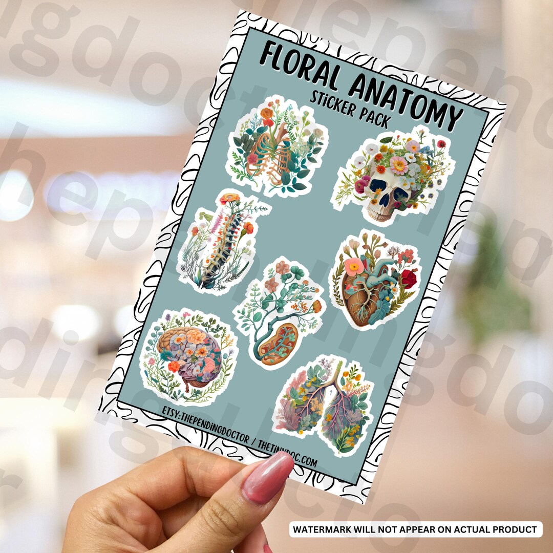 Floral Medical Anatomy Stickers Sheet - Unique Medical Organ Stickers ...