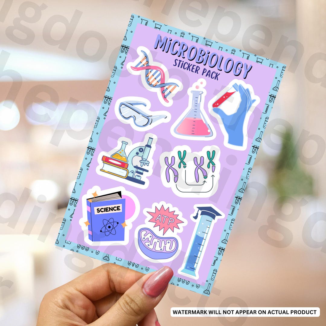 Microbiology Laboratory Sticker Set - Gift for Biologist, Chemistry ...