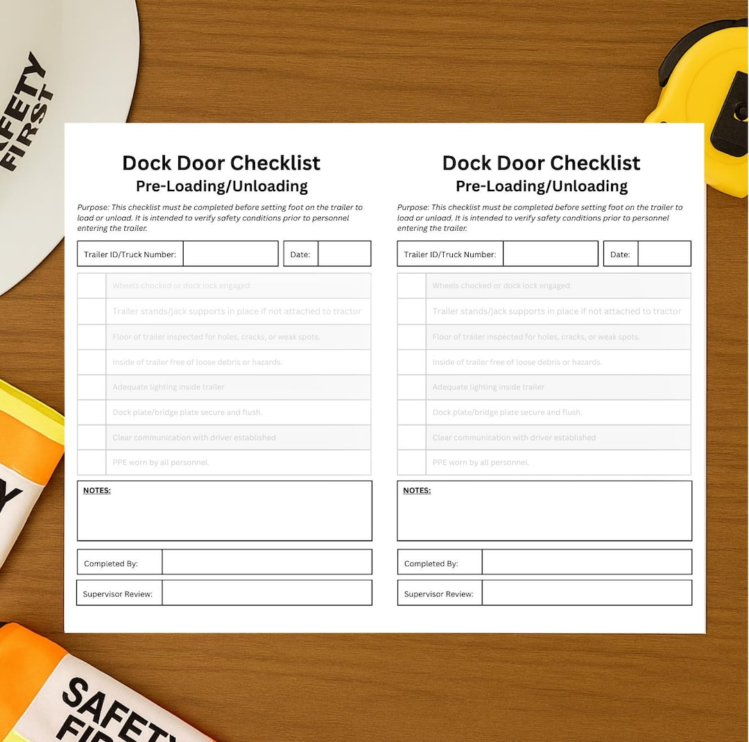 Dock Door Safety Checklist | OSHA Pre-loading/unloading | Printable PDF ...