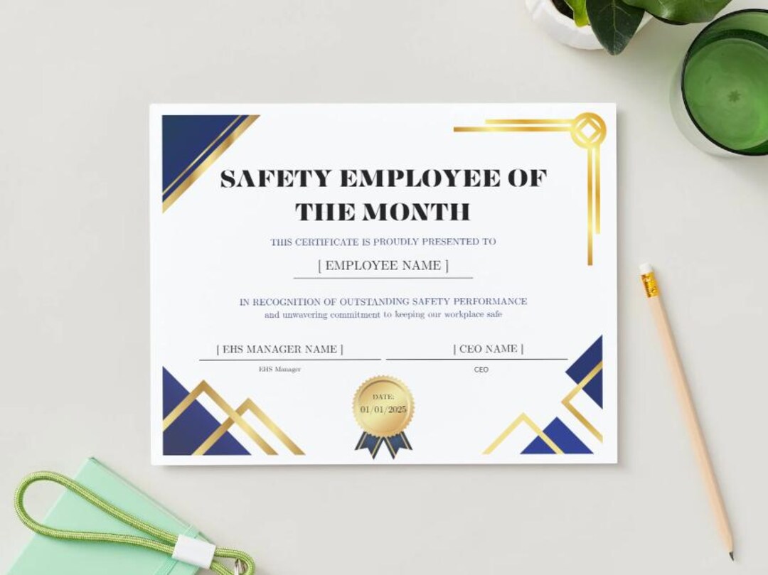 Editable “safety Employee of the Month” Certificate Template | Canva ...