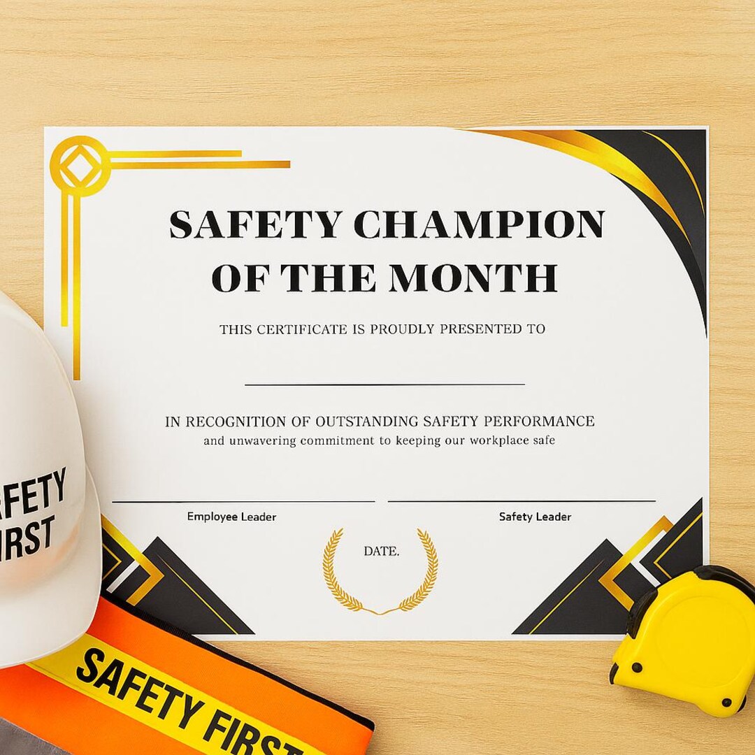 Custom Safety Award Certificate – Printed on Card Stock - Etsy