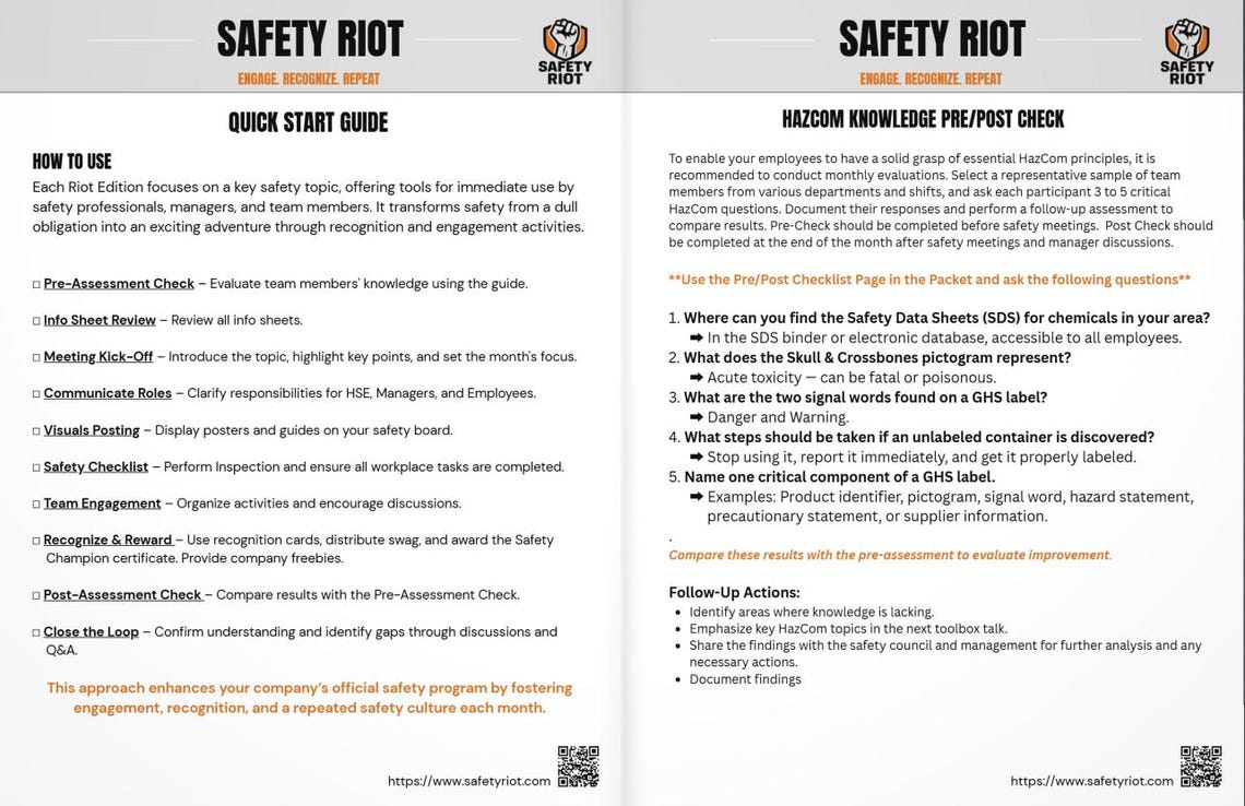 OSHA Hazcom Safety Program: Training Games, Checklist (PDF Download) - Etsy
