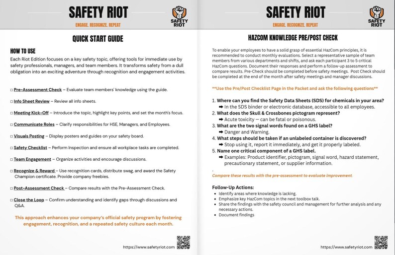 OSHA Hazcom Safety Program: Training Games, Checklist (PDF Download) - Etsy