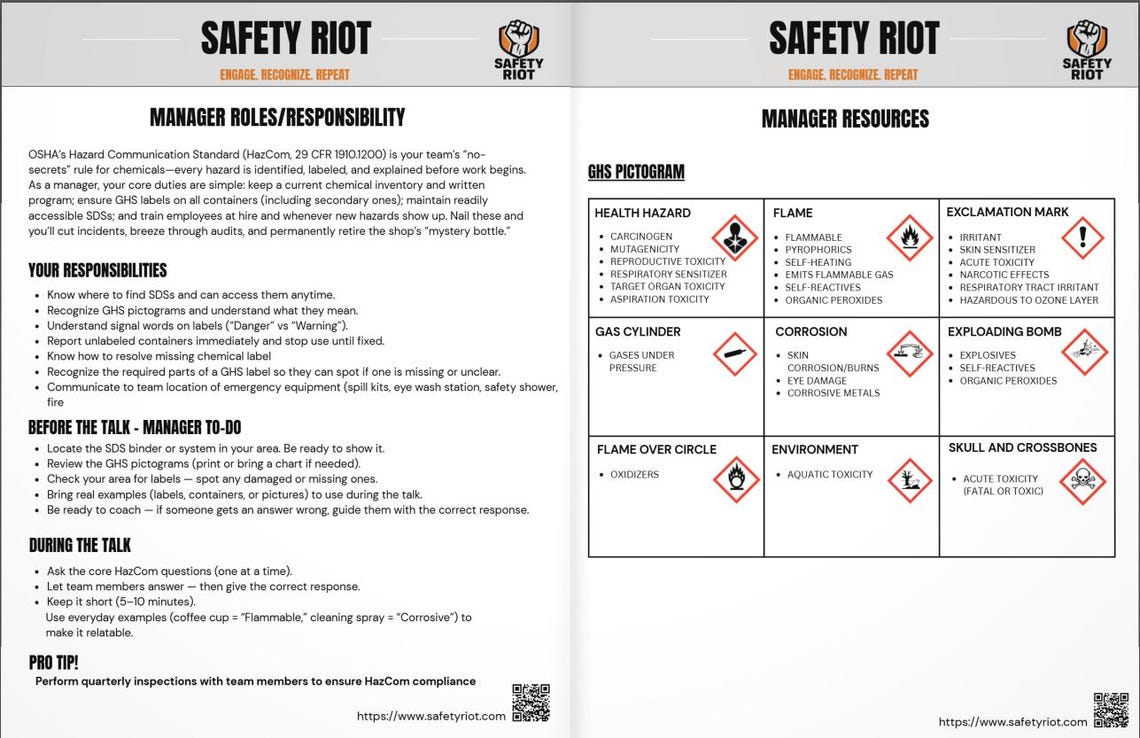 OSHA Hazcom Safety Program: Training Games, Checklist (PDF Download) - Etsy