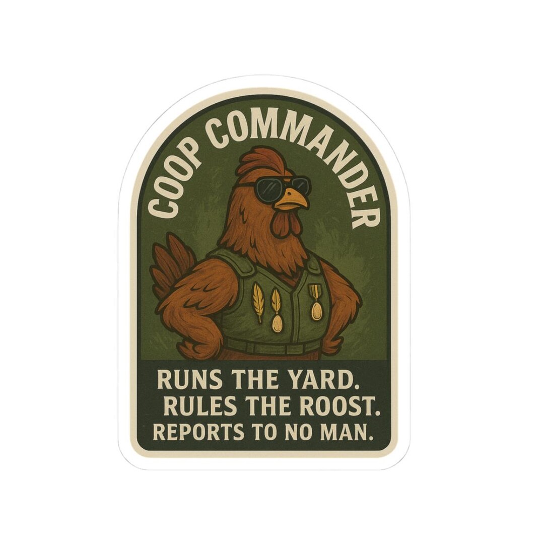 Funny Chicken Coop Commander Sticker - Farm Decor, Gift for Chicken ...