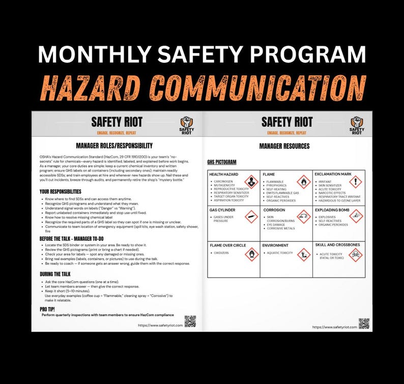 OSHA Hazcom Safety Program: Training Games, Checklist (PDF Download) - Etsy