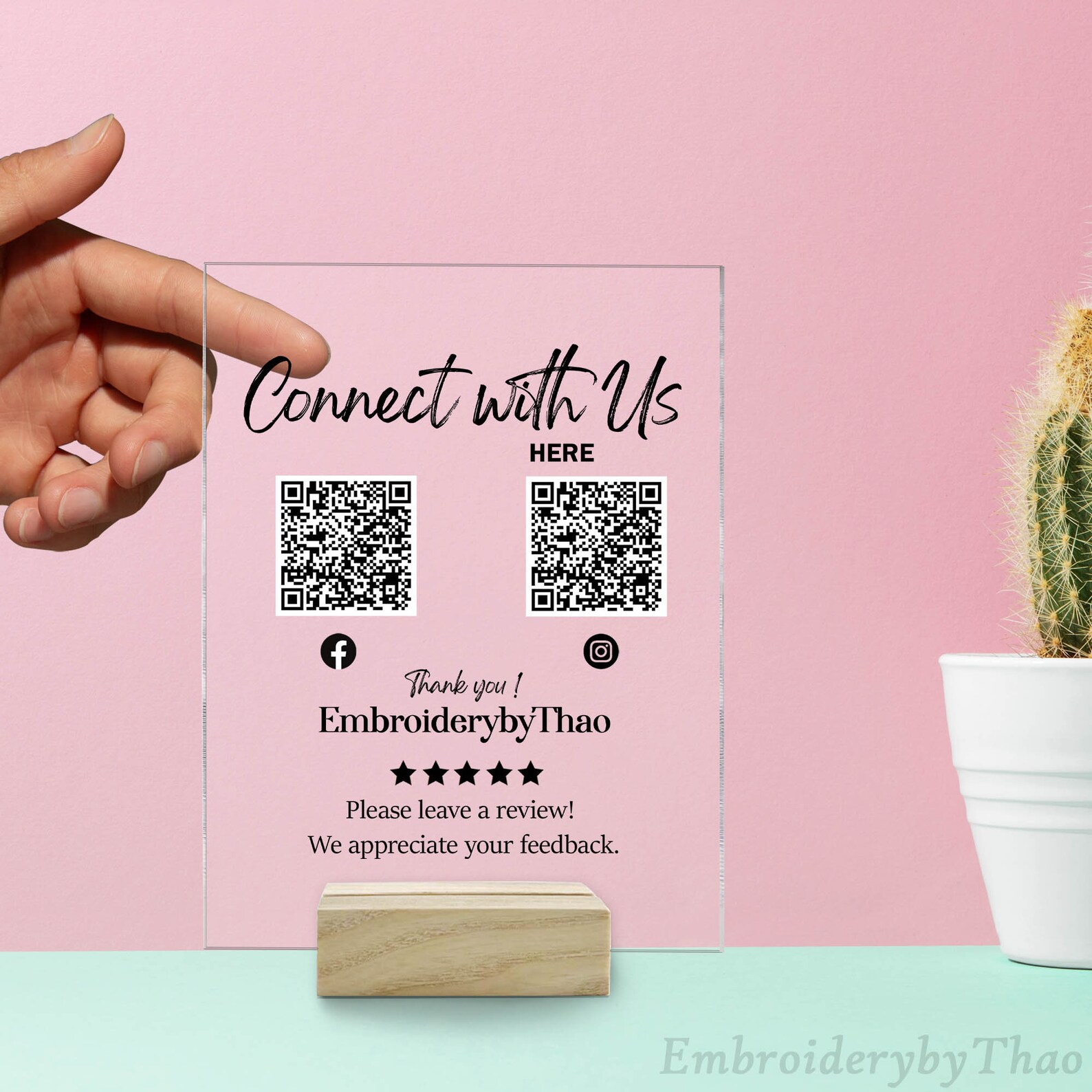 Custom Acrylic QR Code Sign, Personalized QR Sign, Customized Small ...