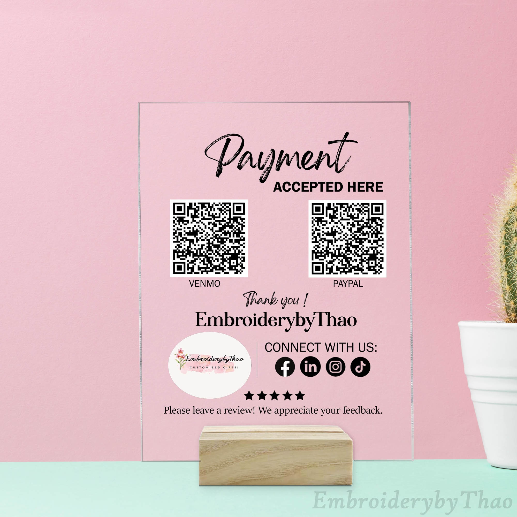 Custom Acrylic QR Code Sign, Personalized QR Sign, Customized Small ...