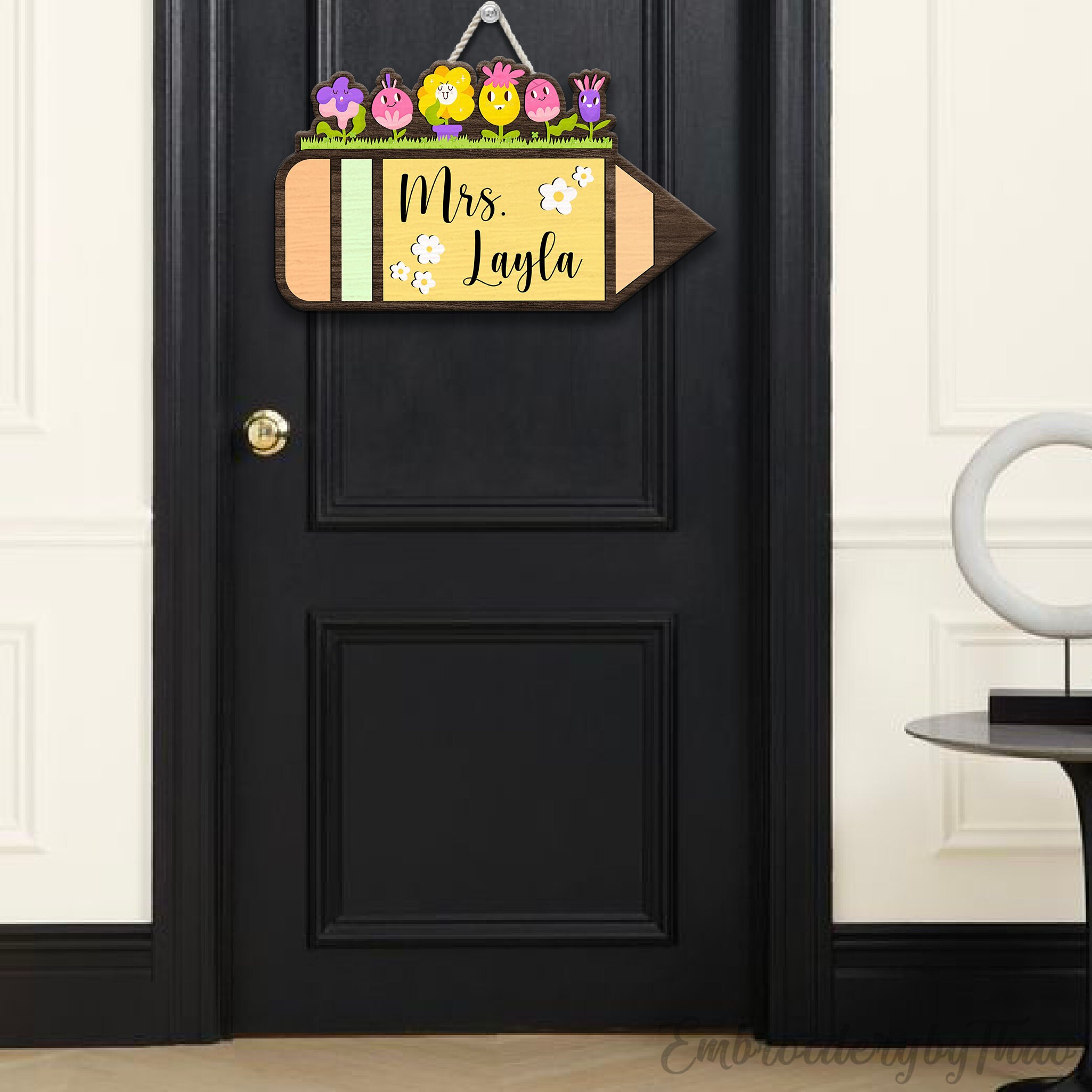 Personalized Teacher Door Sign, Welcome Door Hanger Teacher Gift ...