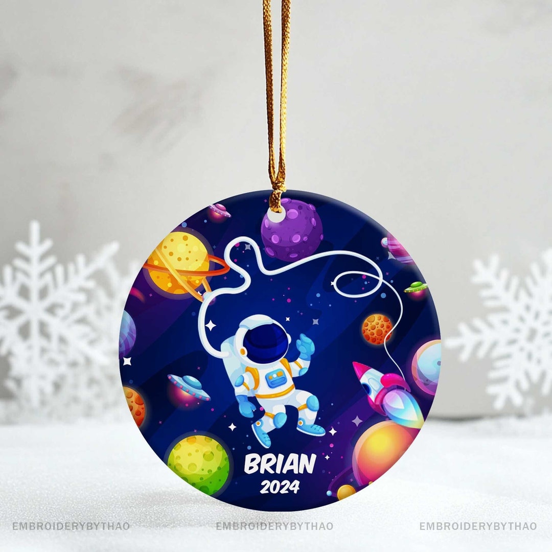 Personalized Astronaut Ornament, Galaxy Christmas Tree Ornament ...