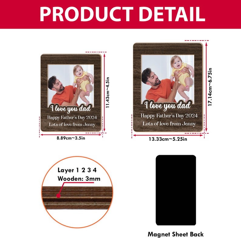 Personalised Father's Day Photo Frame, Father's Day Photo Magnet ...