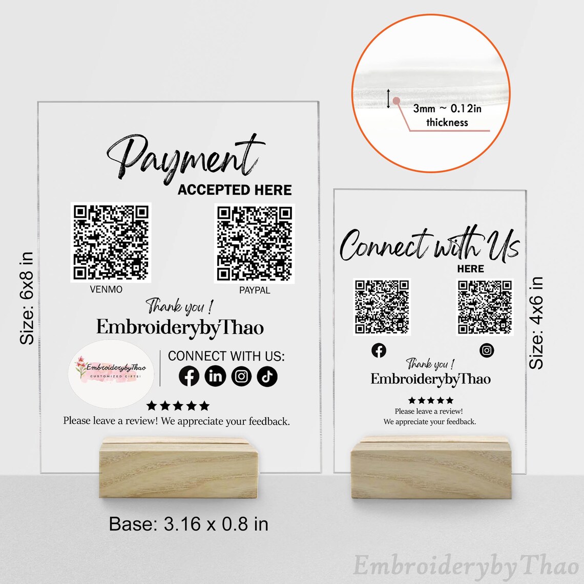 Custom Acrylic QR Code Sign, Personalized QR Sign, Customized Small ...