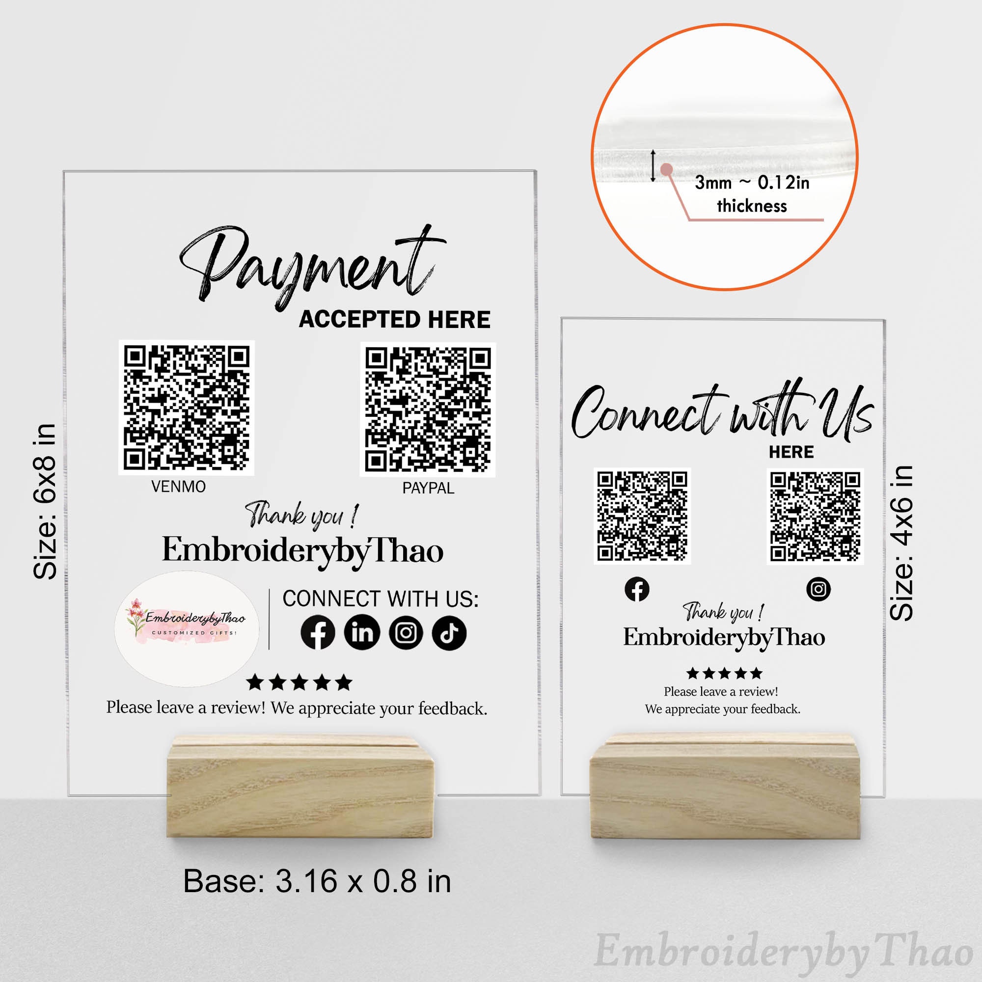 Custom Acrylic QR Code Sign, Personalized QR Sign, Customized Small ...