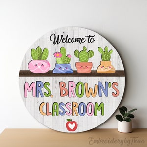 Custom Door Sign for Teachers, Teacher Welcome Classroom Door Hanger ...