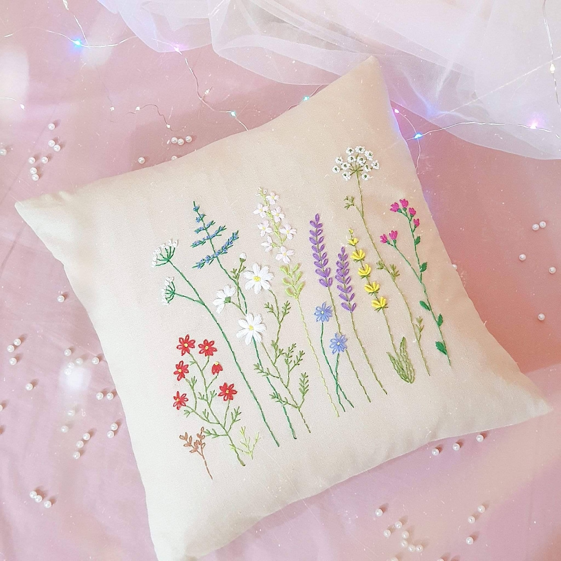 Floral Embroidered Cover Cushion, Hand Embroidered Cover Cushion ...