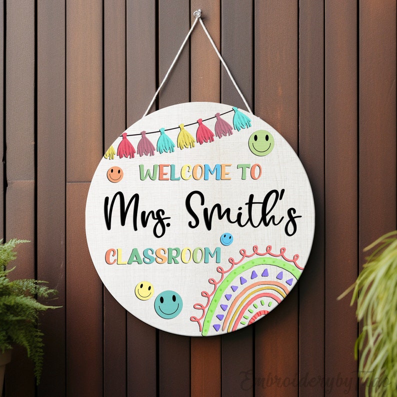 Custom Teacher Door Sign, Teacher Door Hanger, Welcome Classroom Sign ...