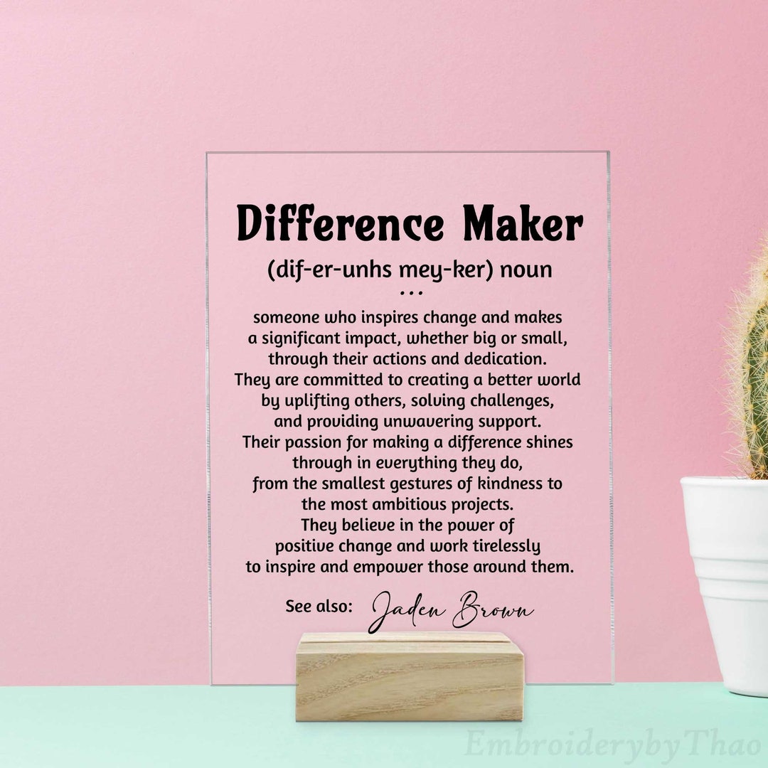 Difference Maker Acrylic Gifts, Personalized Acrylic Plaque Gifts for ...