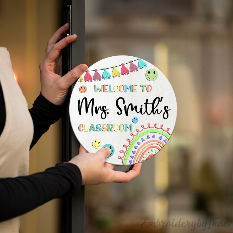 Custom Teacher Door Sign, Teacher Door Hanger, Welcome Classroom Sign ...