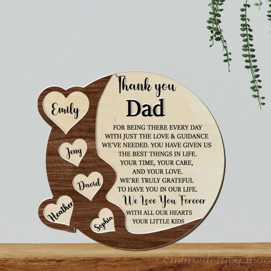 Personalized Wooden Sign for Dad With Kids Names, Sentimental Sign Gift ...