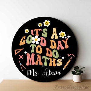 Unique Groovy Door Sign for Maths Teacher, Teacher Custom Name Door ...