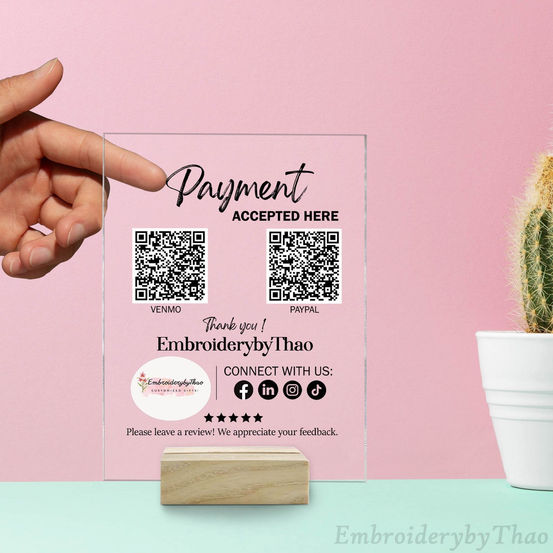 Custom Acrylic QR Code Sign, Personalized QR Sign, Customized Small ...