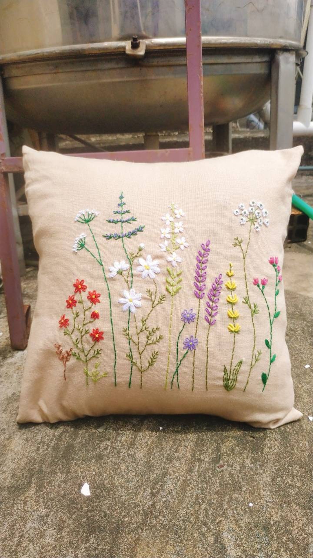 Floral Embroidered Cover Cushion, Hand Embroidered Cover Cushion ...