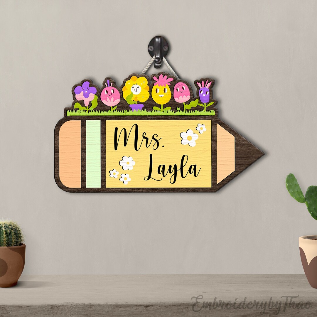 Personalized Teacher Door Sign, Welcome Door Hanger Teacher Gift ...