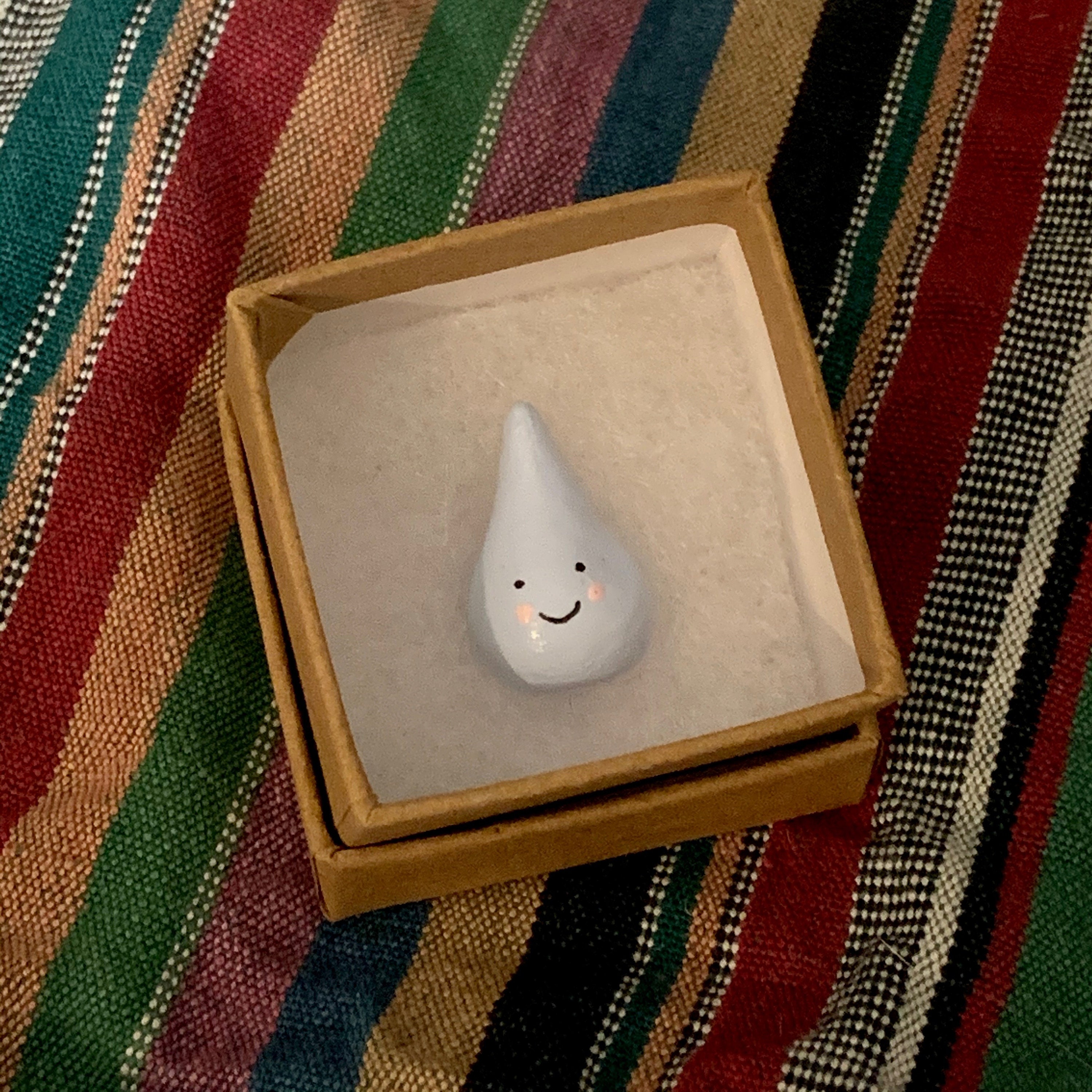 Cute Smiley Teardrop // Tiny Blue Raindrop Sculpture // - Etsy