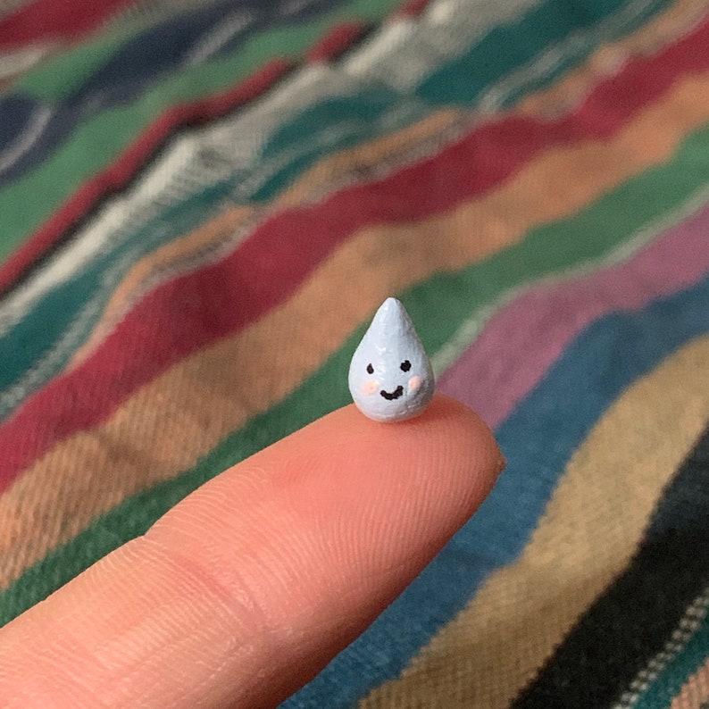 Cute Smiley Teardrop // Tiny Blue Raindrop Sculpture // - Etsy
