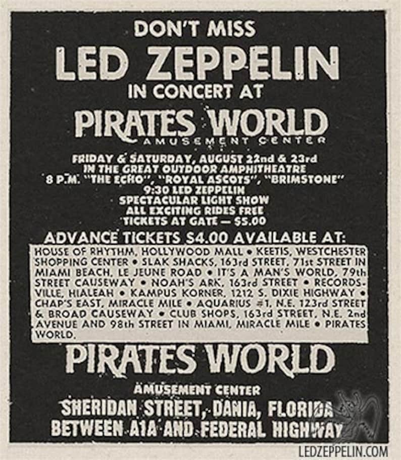 Pirates World Dania Florida Concerts 1970 XL - Etsy