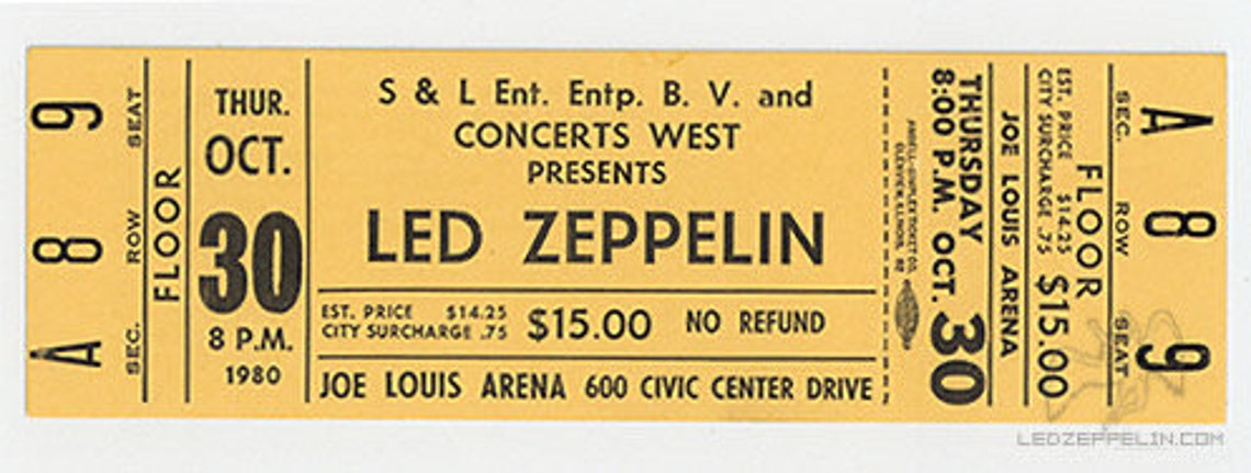 Led Zeppelin the 1980’s Part One Detroit Concert XL - Etsy