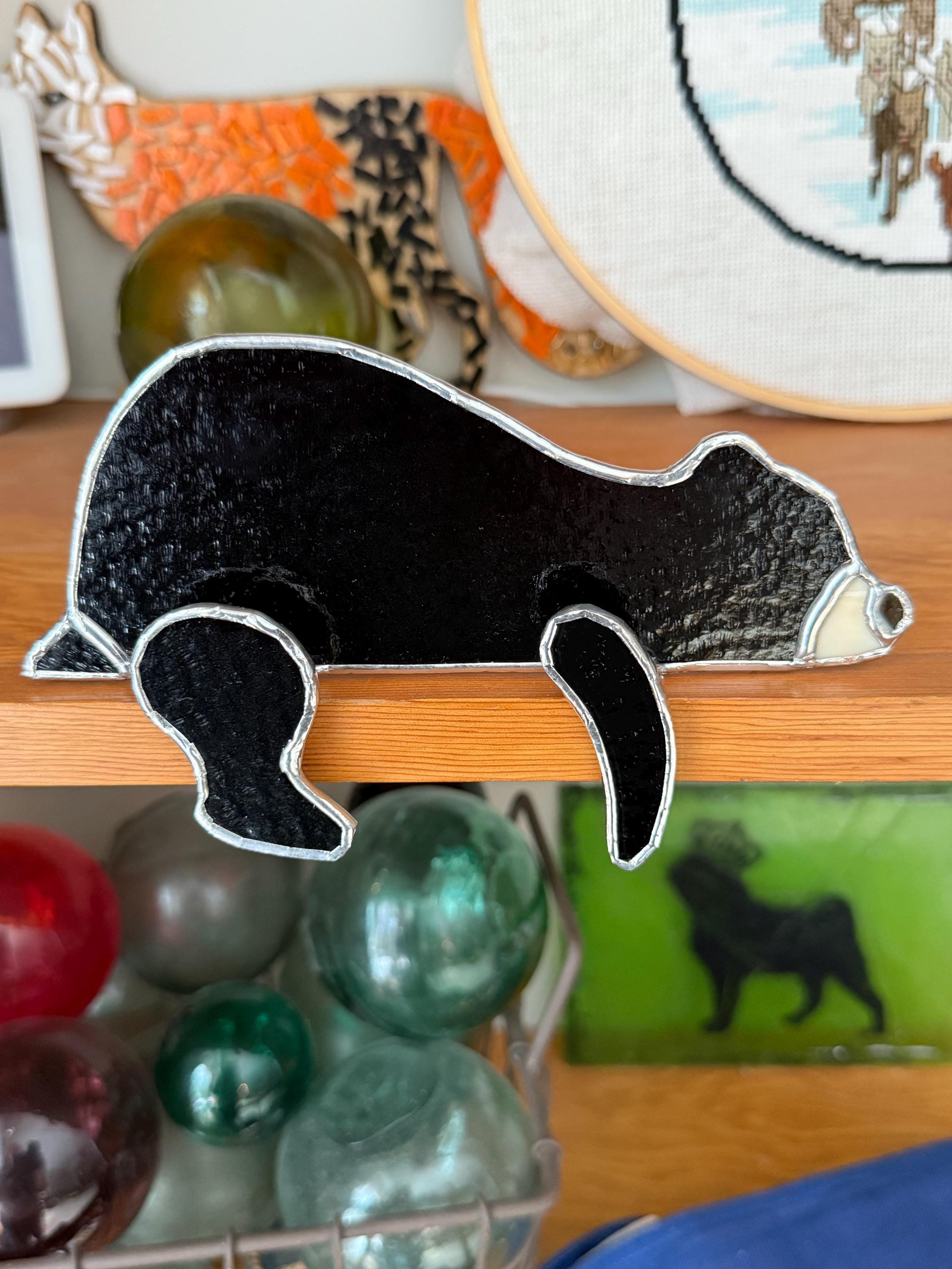 Stained Glass Black Bear Trim Topper - Etsy