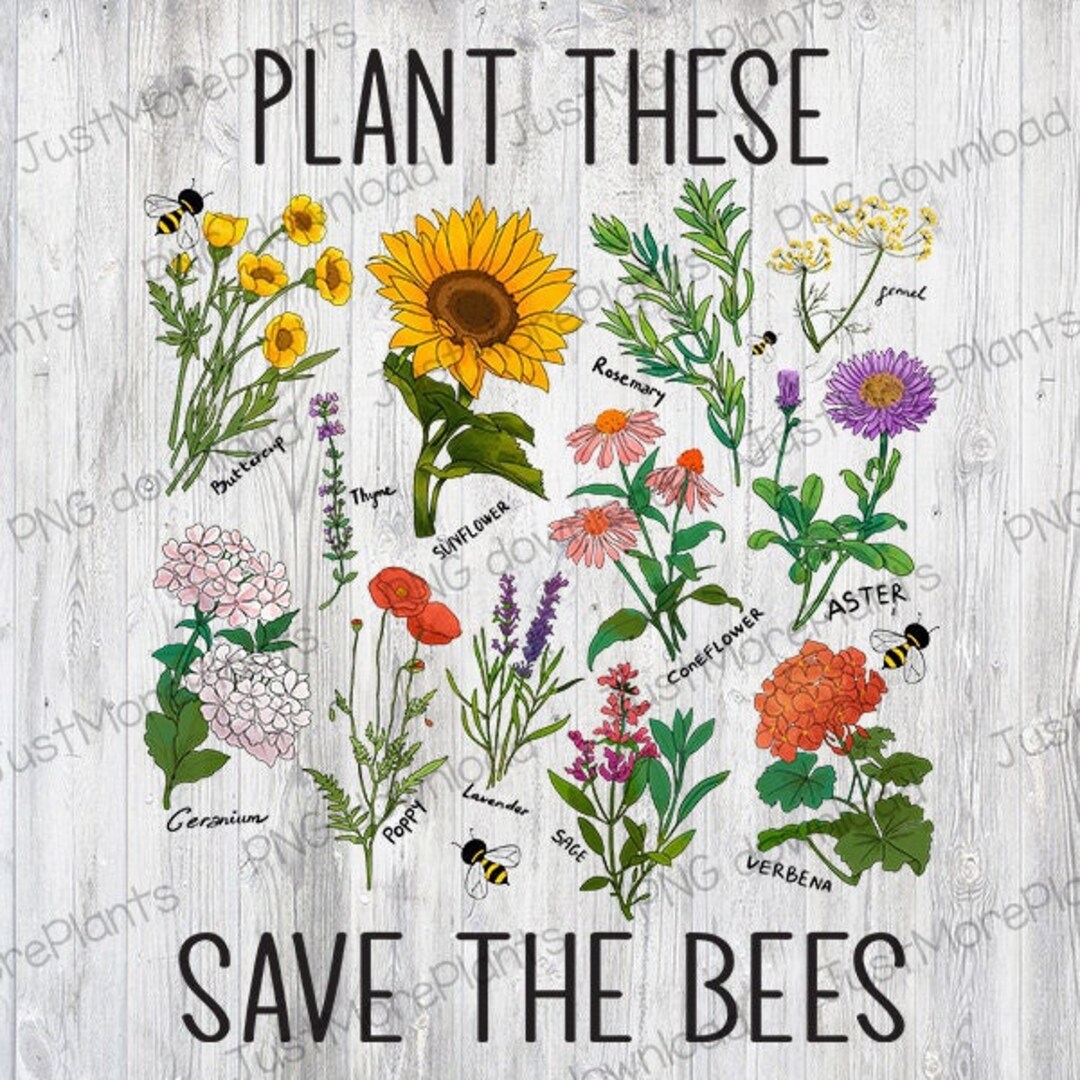 Garden PNG, Plant These Save the Bees PNG, Garden Gift, Gardening Gift ...