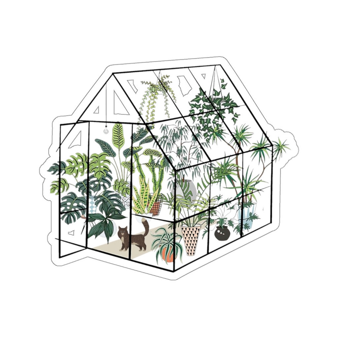 Plant Sticker, Plant and Cat Sticker, Plant Gift, Plant Lover, Plant ...