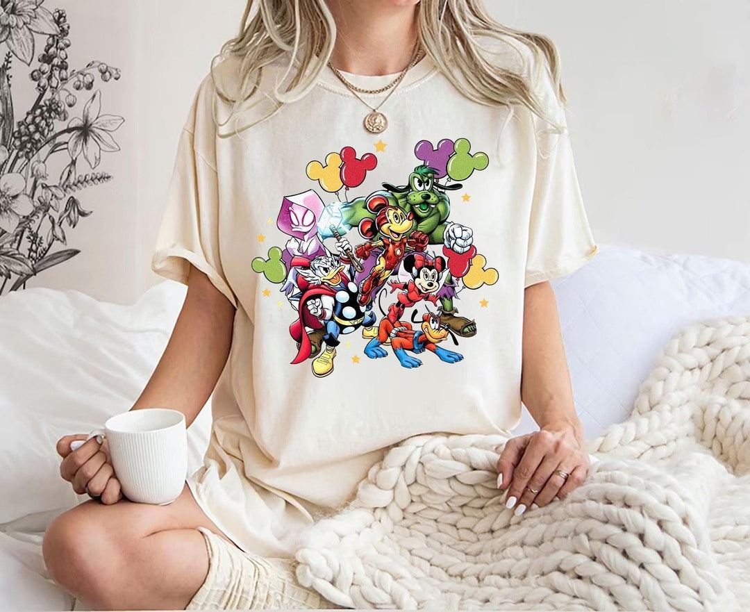 Mickey and Friends Marvel Super Heroes Cosplay Shirt, Marvel Day at Sea ...
