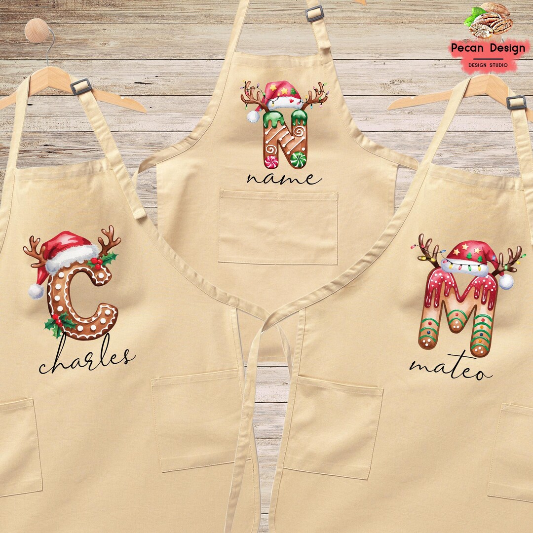 Personalized Name Alphabet Apron, Matching Kitchen Aprons for Family ...