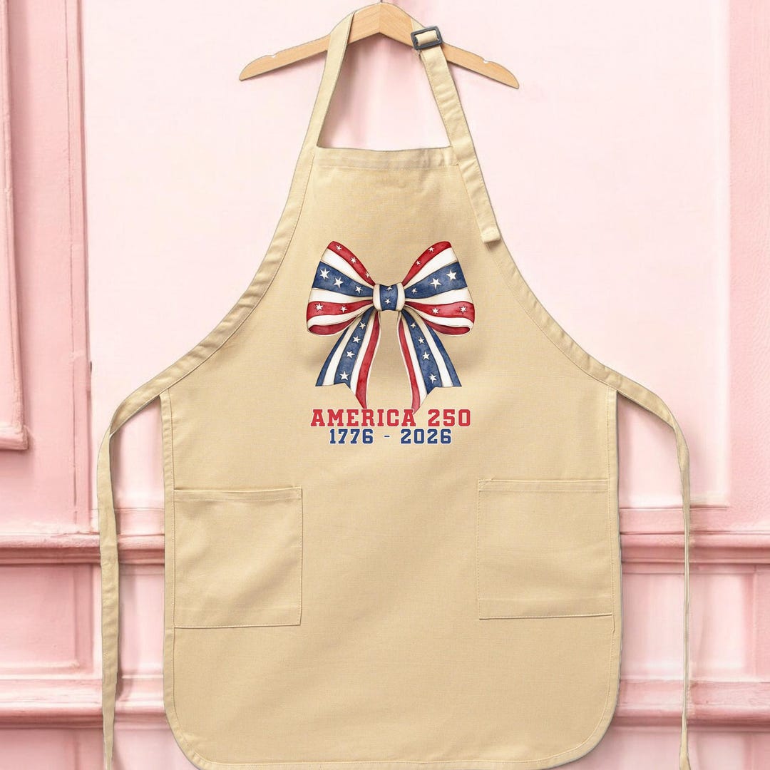 America 250 Apron, Patriotic Bow Aprons, 1776–2026 USA Anniversary Gift ...